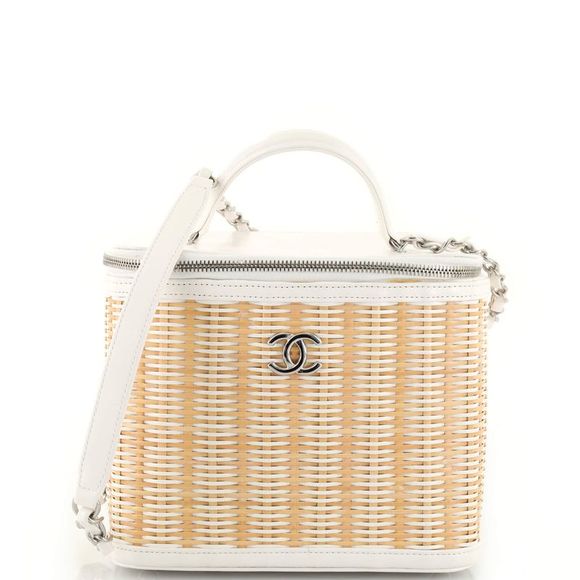 CHANEL | Bags | Chanel Take Away Vanity Case Rattan And Calfskin Medium ...